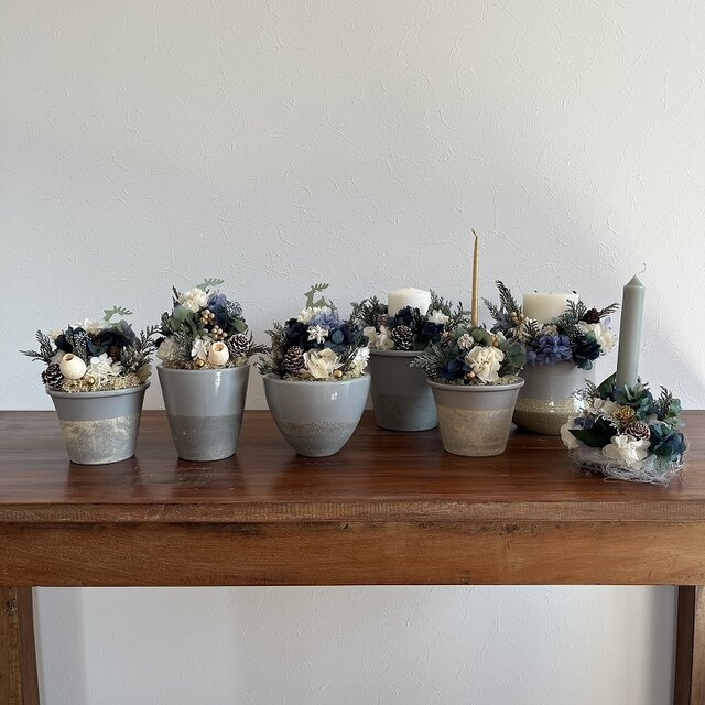 2023 Christmas 「Snow / スノー」 ポットアレンジキャンドル付き mini | iichi 日々の暮らしを心地よくするハンドメイドやアンティークのマーケットプレイス