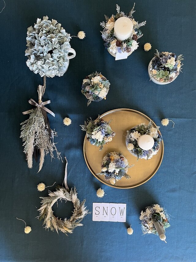 2023 Christmas 「Snow / スノー」 ポットアレンジ mini | iichi 日々の暮らしを心地よくするハンドメイドやアンティークのマーケットプレイス