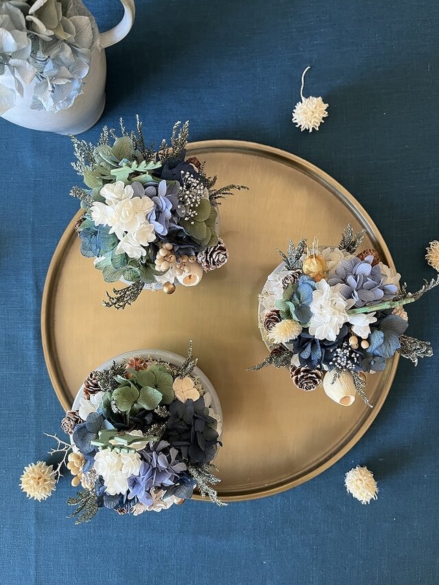 2023 Christmas 「Snow / スノー」 ポットアレンジ mini | iichi 日々の暮らしを心地よくするハンドメイドやアンティークのマーケットプレイス