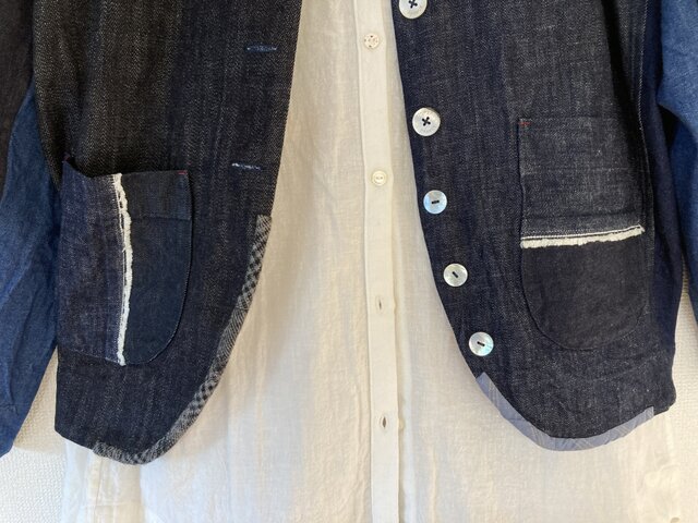 honakana デニムジャケット -ストライプ- | iichi 日々の暮らしを心地よくするハンドメイドやアンティークのマーケットプレイス