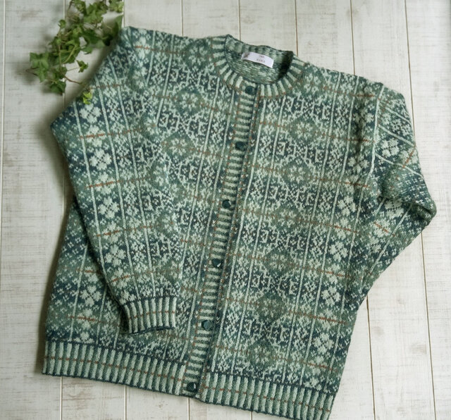 フェアアイル カーディガン L | iichi 日々の暮らしを心地よくするハンドメイドやアンティークのマーケットプレイス