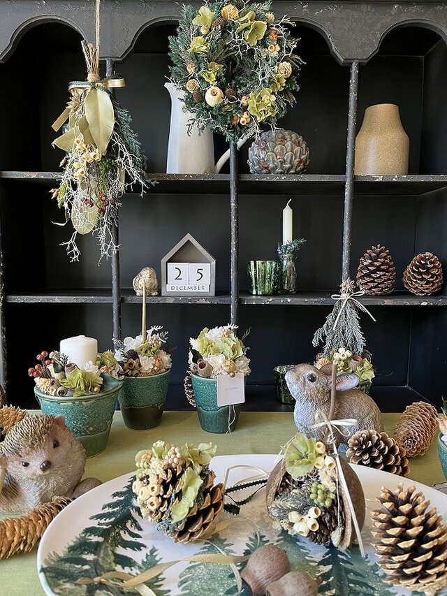 2023 Christmas Nuts forest / ナッツフォレスト ポットアレンジキャンドル付き S | iichi 日々の暮らしを心地よくするハンドメイドやアンティークのマーケットプレイス