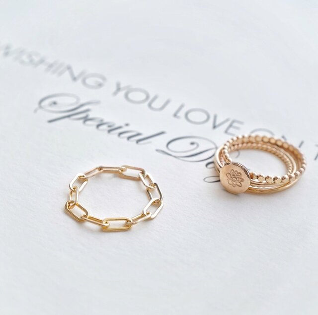 【受注製作】スクエアチェーンリング(14kgf) | iichi 日々の暮らしを心地よくするハンドメイドやアンティークのマーケットプレイス