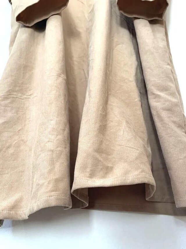 ハンドメイド・七分袖・コーデュロイワンピース・ベージュ・着丈96cm・綿100％ | iichi 日々の暮らしを心地よくするハンドメイドやアンティークのマーケットプレイス
