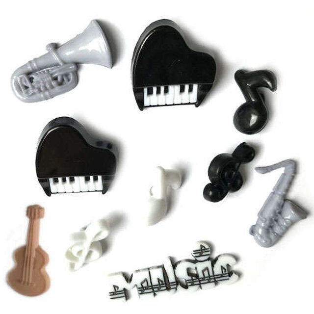 アメリカDressitUpボタン10個 ミュージック 楽器と音符 1555-03 音楽 楽譜 | iichi 日々の暮らしを心地よくするハンドメイドやアンティークのマーケットプレイス