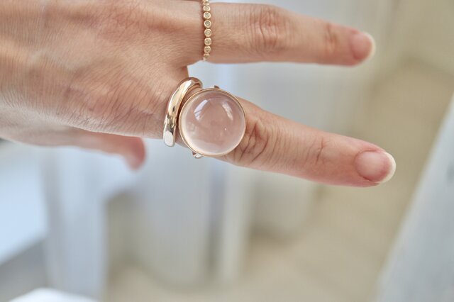 K10[朝露のpink rose]ring | iichi 日々の暮らしを心地よくするハンドメイドやアンティークのマーケットプレイス