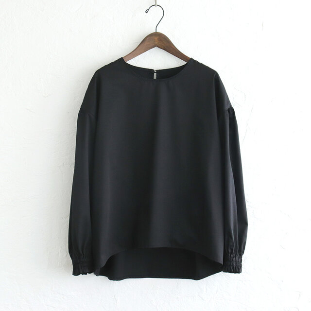 シルクのような肌触り スーピマコットン ギャザースリーブプルオーバーブラウス （ブラック）TP43 | iichi 日々の暮らしを心地よくするハンドメイドやアンティークのマーケットプレイス