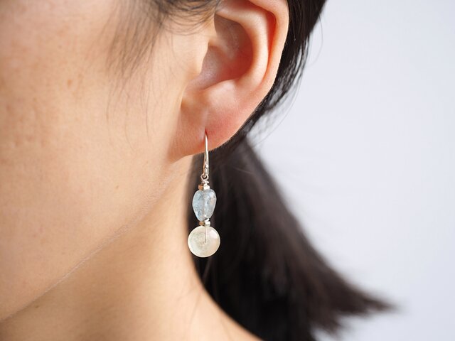 -moss Aquamaline x Libyan grass- silver pierce | iichi 日々の暮らしを心地よくするハンドメイドやアンティークのマーケットプレイス