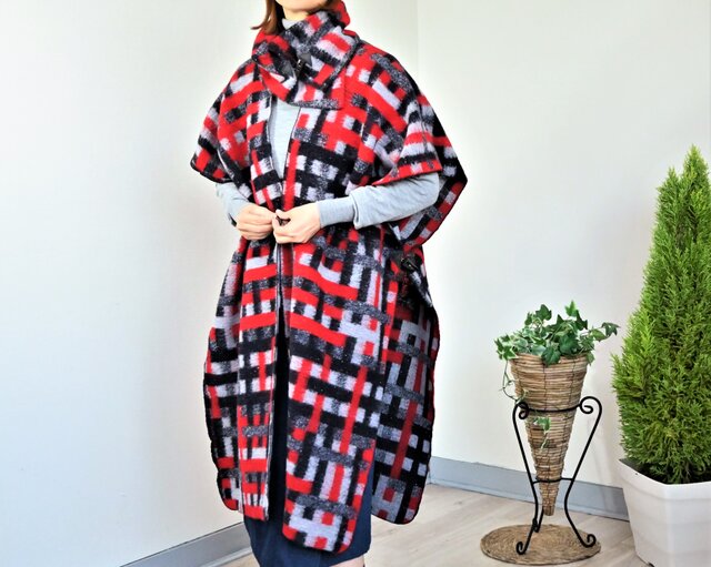 ショールタイプ毛織りカーディガン ロング：ミニマフラー付き | iichi 日々の暮らしを心地よくするハンドメイドやアンティークのマーケットプレイス