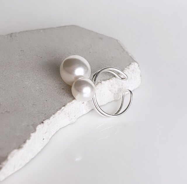 silver filled 14kgf silver925 イヤーカフ2点セット Snow & diagonal 4連 パール | iichi 日々の暮らしを心地よくするハンドメイドや ...