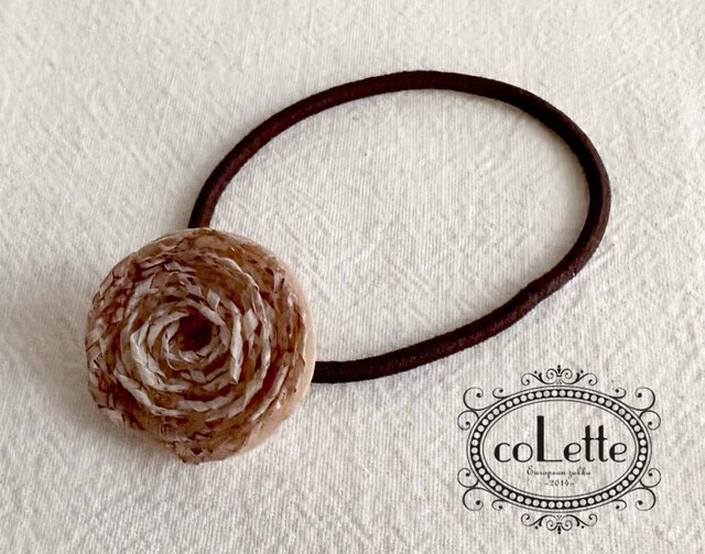 フランスアンティークヘアゴム／ブルーストローボタン（AFB-176） | iichi 日々の暮らしを心地よくするハンドメイドやアンティークのマーケットプレイス