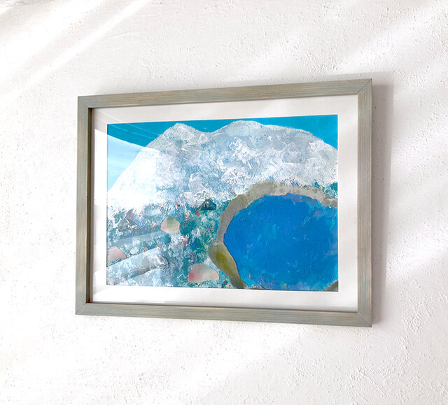 蔵王 御釜（原画・額装済み） | iichi 日々の暮らしを心地よくするハンドメイドやアンティークのマーケットプレイス