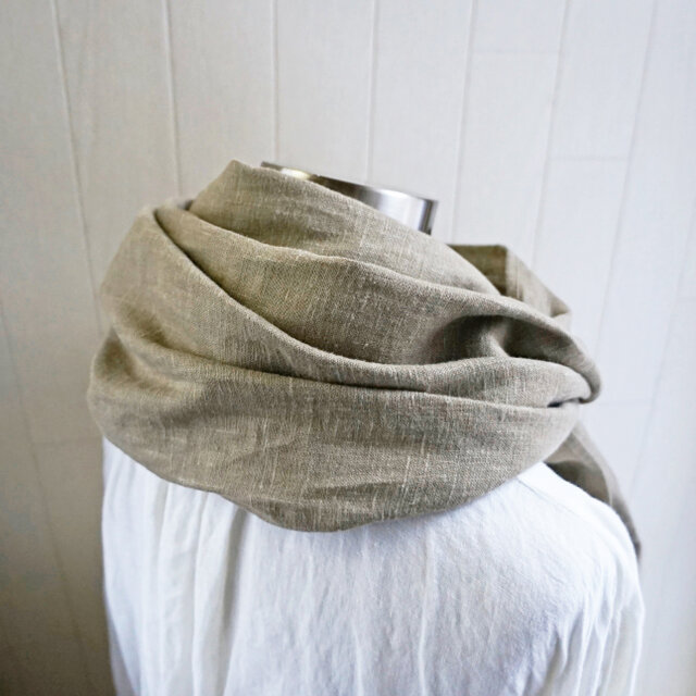 秋冬 あったか起毛リネンのストール カーキベージュ | iichi 日々の暮らしを心地よくするハンドメイドやアンティークのマーケットプレイス