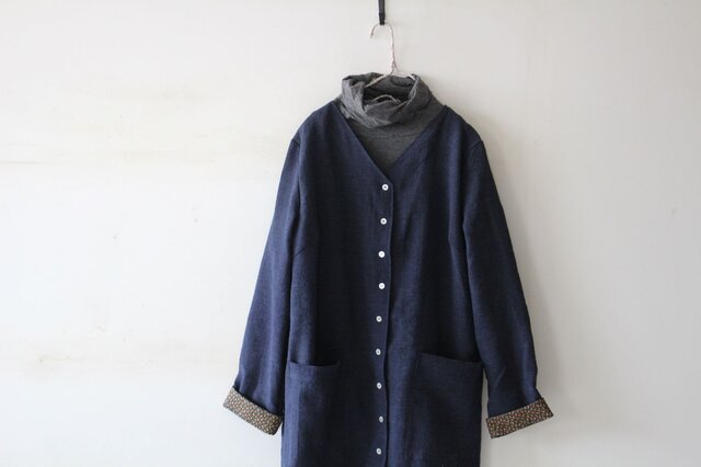 コートワンピース belgian linen アンティーク見返し仕様 | iichi 日々の暮らしを心地よくするハンドメイドやアンティークのマーケットプレイス