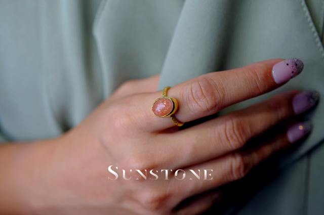 New ☆新作☆『SunStone』の世界でひとつの天然石リングsilver925 + 18kgp | iichi 日々の暮らしを心地よくするハンドメイドやアンティークのマーケットプレイス