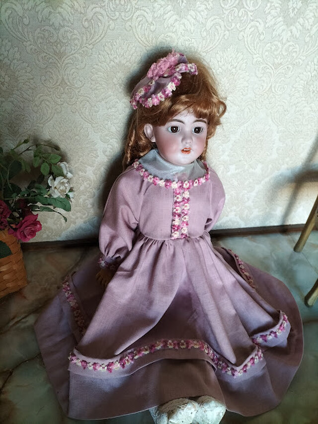 ドール背丈65～68cm用 淡いピンクドレスと髪飾り | iichi 日々の暮らしを心地よくするハンドメイドやアンティークのマーケットプレイス