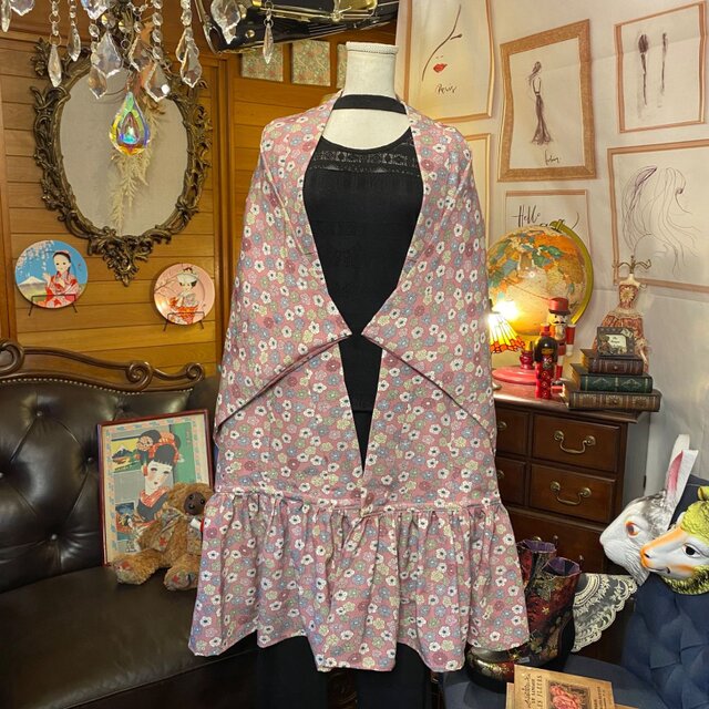 和洋折衷 レトロ 古着 洗える 着物 化繊 ハンドメイド 2way リメイク ガウン 羽織り ドレス ワンピース KD-23 | iichi 日々の暮らしを心地よくするハンドメイドや ...