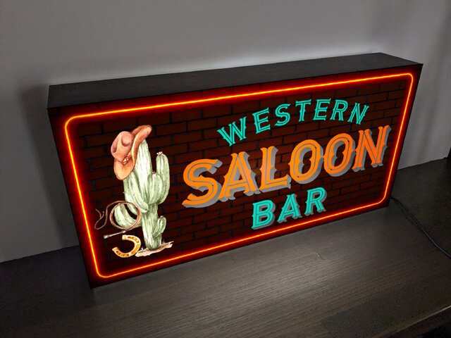 【Lサイズ】ウエスタン カウボウイ カントリー 西部劇 サルーン BAR ビール 店舗 看板 置物 雑貨 ライトBOX | iichi 日々の暮らしを心地よくするハンドメイドやアンティークの ...