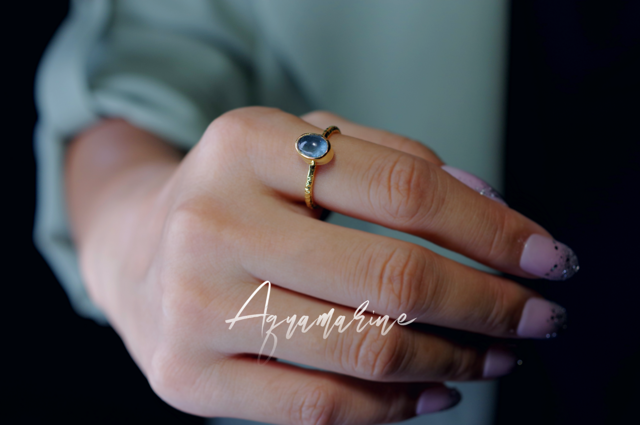 New ☆ 新作 ☆『アクアマリン』☆の世界でひとつの天然石リングsilver925 + 18kgp | iichi 日々の暮らしを心地よくするハンドメイドやアンティークのマーケットプレイス
