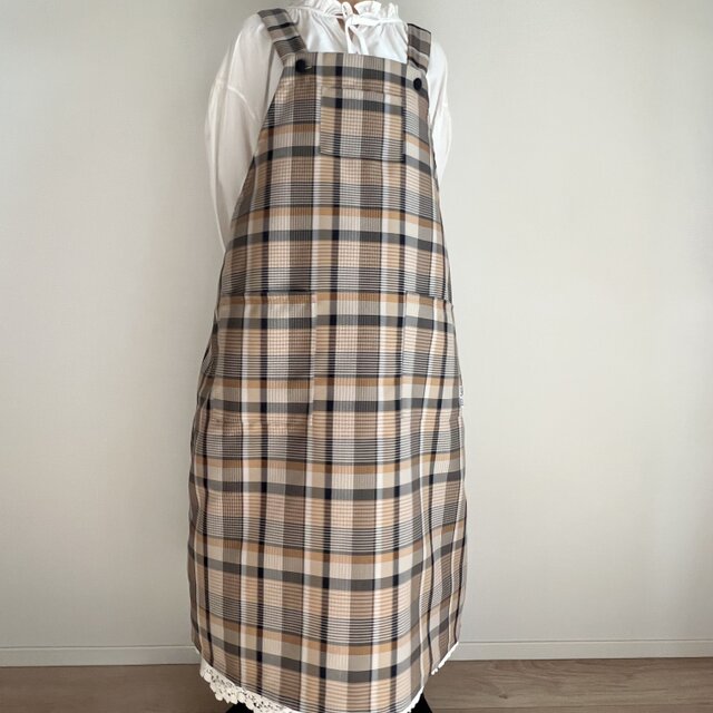 ウール混紡チェック・エプロンワンピース | iichi 日々の暮らしを心地よくするハンドメイドやアンティークのマーケットプレイス