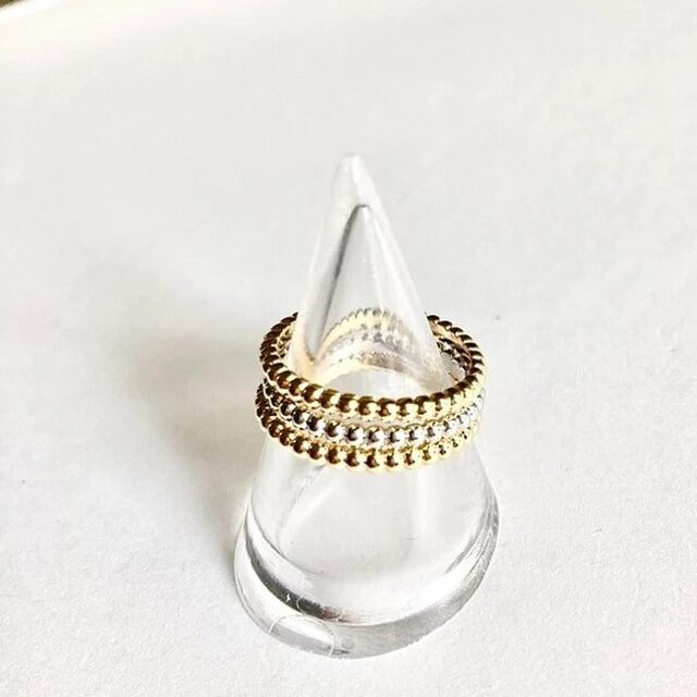 高品質・しあわせエタニティ（永遠の）リング ミル打ち 重ねづけに 18金GP | iichi 日々の暮らしを心地よくするハンドメイドやアンティークのマーケットプレイス
