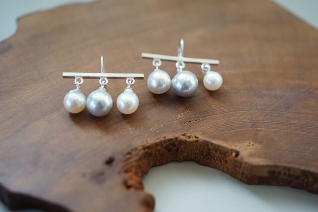 【seasons】パールのかけらピアス⑤（light gray） | iichi 日々の暮らしを心地よくするハンドメイドやアンティークのマーケットプレイス