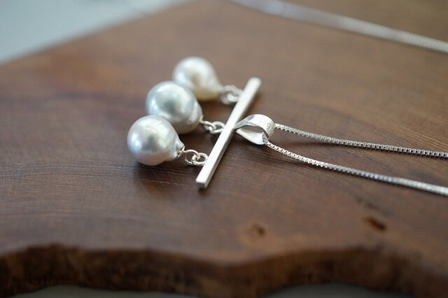 【seasons】パールのかけらネックレス③（light gray) | iichi 日々の暮らしを心地よくするハンドメイドやアンティークのマーケットプレイス