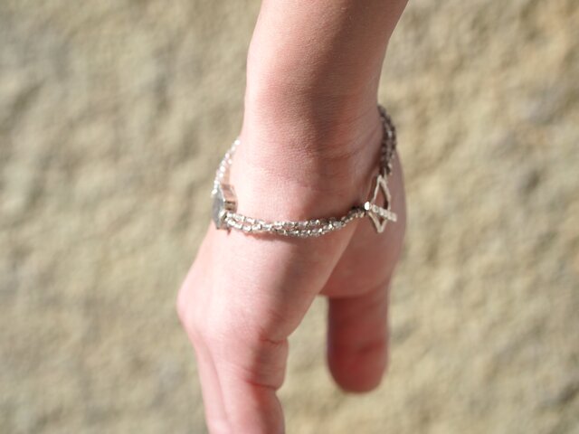 -brown Topaz・silver- double bracelet | iichi 日々の暮らしを心地よくするハンドメイドやアンティークのマーケットプレイス