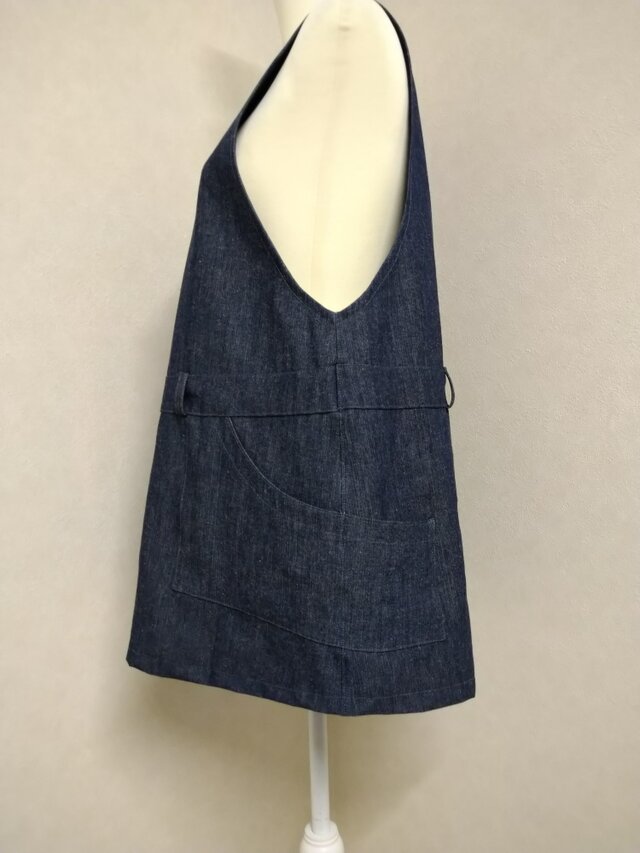 ワイルド感がカッコいい、ダンガリーのジャンスカエプロン。BLST-192 | iichi 日々の暮らしを心地よくするハンドメイドやアンティークのマーケットプレイス