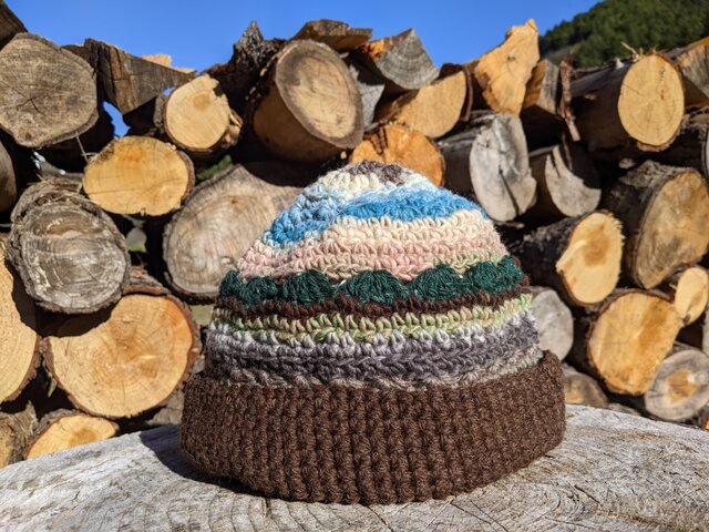 ニット帽子-青空- wool100% | iichi 日々の暮らしを心地よくするハンドメイドやアンティークのマーケットプレイス