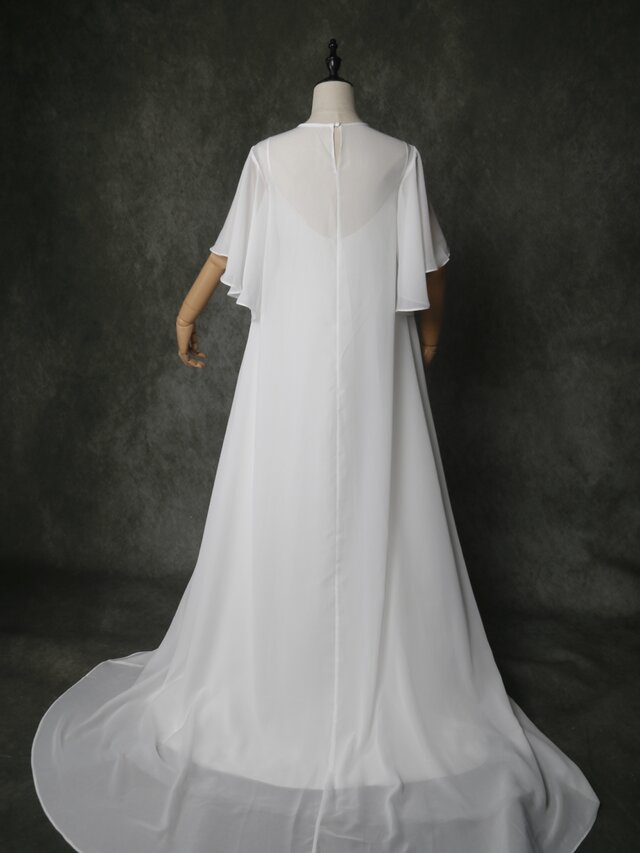 2ways ホワイト ウエディングドレス ふんわりシフォン ワンピース 抜群のおしゃれ見え 二次会 披露宴 | iichi 日々の暮らしを心地よくするハンドメイドやアンティークのマーケットプレイス