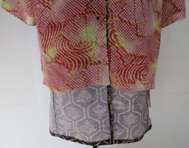 7509 着物で作ったスモック ＃送料無料 | iichi 日々の暮らしを心地よくするハンドメイドやアンティークのマーケットプレイス