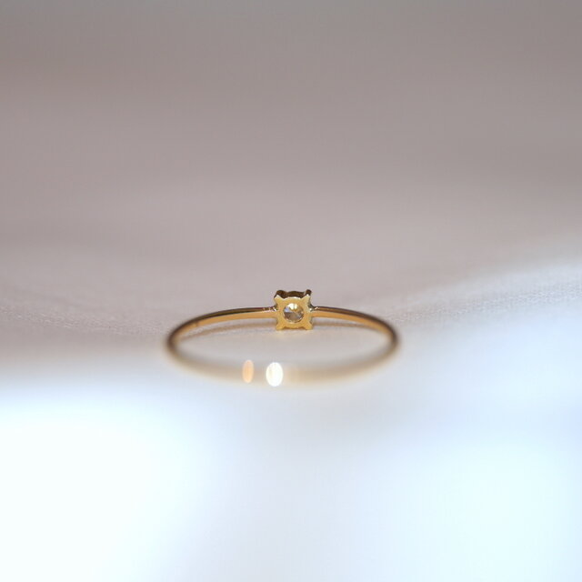 [送料当方負担] K18 Fairy Round White Diamond ring (0.05ct,RB10_B) | iichi 日々の暮らしを心地よくするハンドメイドやアンティークの ...