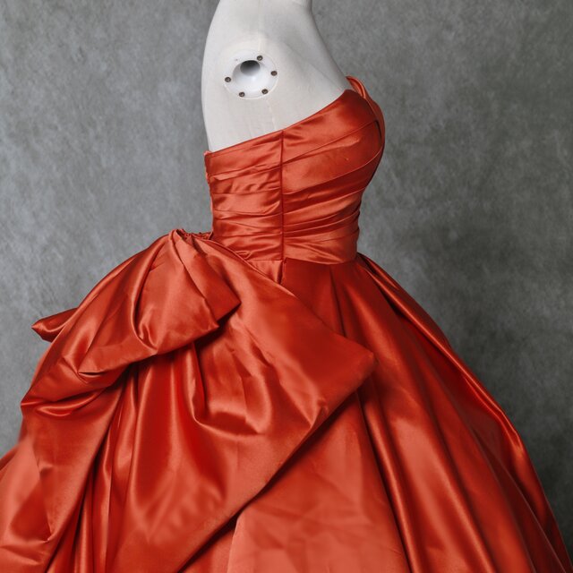 豪華！3ways パーティードレス テラコッタ色 ベアトップ ふっくら柔らかなバックリボン 花嫁 前撮り | iichi 日々の暮らしを心地よくするハンドメイドやアンティークのマーケットプレイス