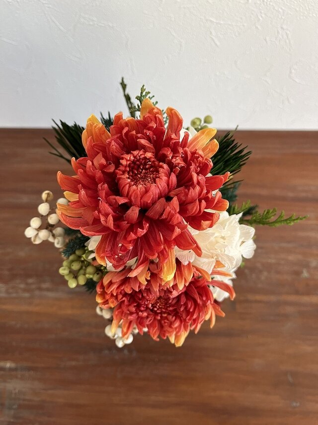 2024 お正月 「手毬 / てまり」 ポットアレンジ Lサイズ オレンジ | iichi 日々の暮らしを心地よくするハンドメイドやアンティークのマーケットプレイス