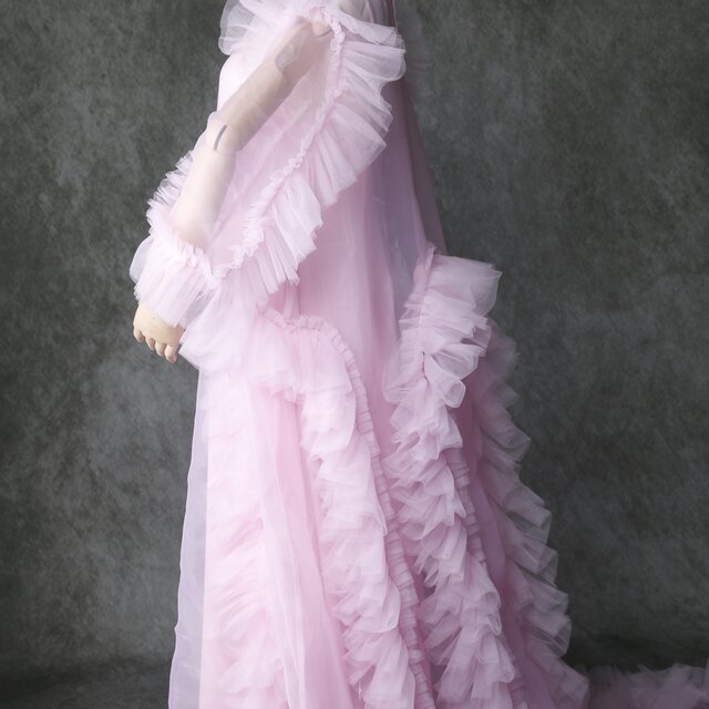 豪華！2ways ピンク キャミソール+オーバードレス 妊婦 長袖 写真撮影 | iichi 日々の暮らしを心地よくするハンドメイドやアンティークのマーケットプレイス