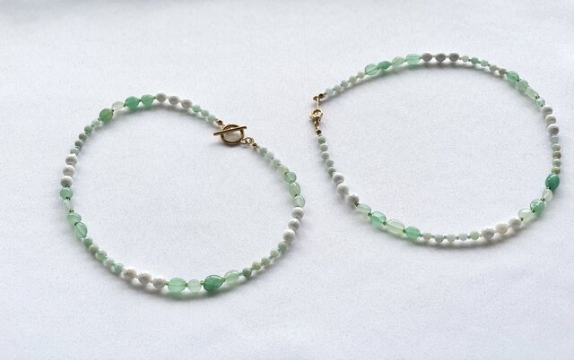 Mix Pink！天然石とグラスビーズのネックレス -Bouquet - | iichi 日々の暮らしを心地よくするハンドメイドやアンティークのマーケットプレイス