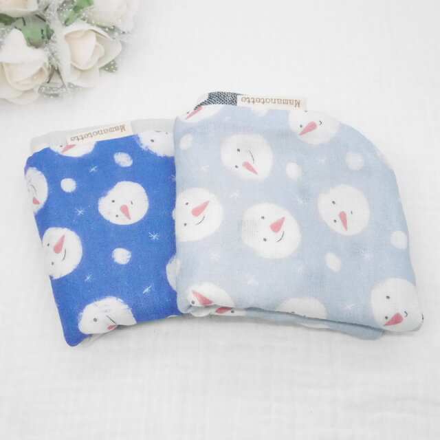 8重ガーゼハンカチ『星空とスノーマン』2枚セット/20×20cm | iichi 日々の暮らしを心地よくするハンドメイドやアンティークのマーケットプレイス