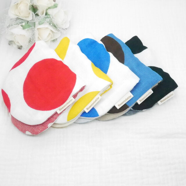 8重ガーゼハンカチ『大きなドット』 5枚セット/10×20cm | iichi 日々の暮らしを心地よくするハンドメイドやアンティークのマーケットプレイス