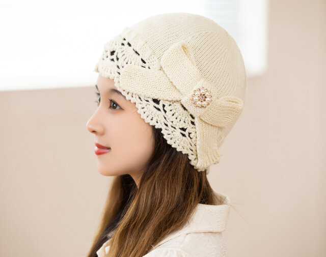 手編み 【Lady's】オシャレな帽子 ブラック | iichi 日々の暮らしを心地よくするハンドメイドやアンティークのマーケットプレイス