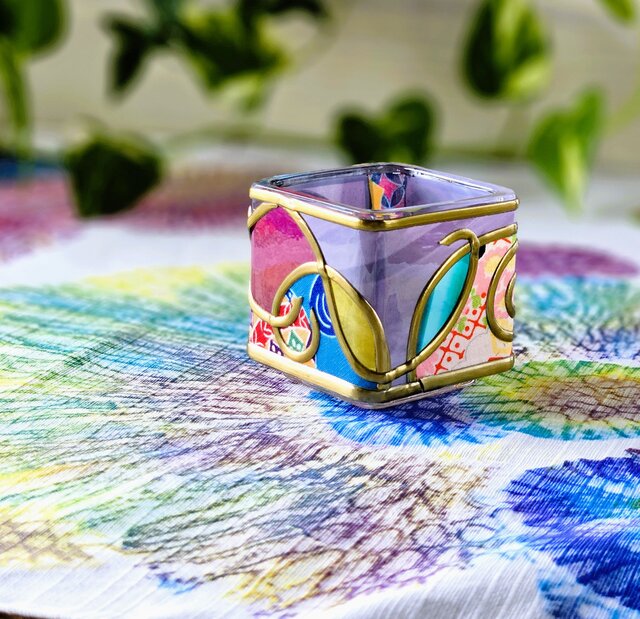 5㎝角ガラスキャンドルホルダー『琉球和モダン～は』 | iichi 日々の暮らしを心地よくするハンドメイドやアンティークのマーケットプレイス