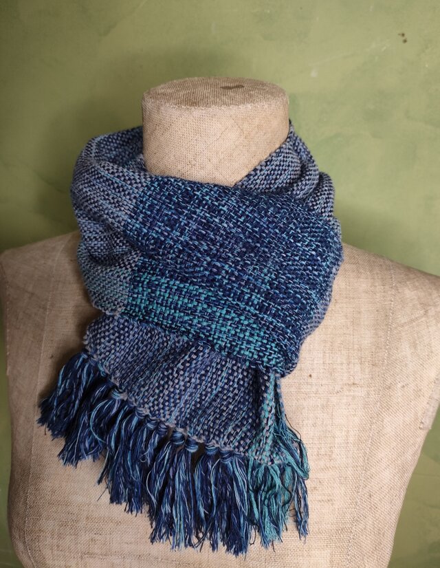 残糸使用 手織りの綿スヌード B ☆送料無料☆ | iichi 日々の暮らしを心地よくするハンドメイドやアンティークのマーケットプレイス