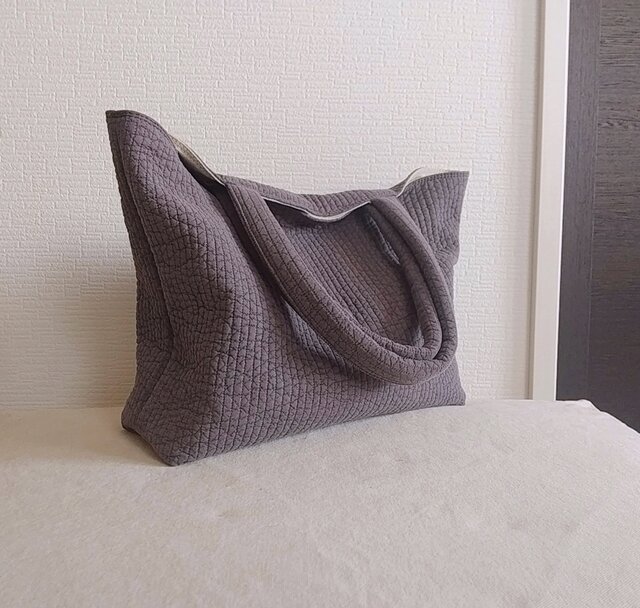 バイオレットチャコール ヌビくったりトートバッグxl | iichi 日々の暮らしを心地よくするハンドメイドやアンティークのマーケットプレイス