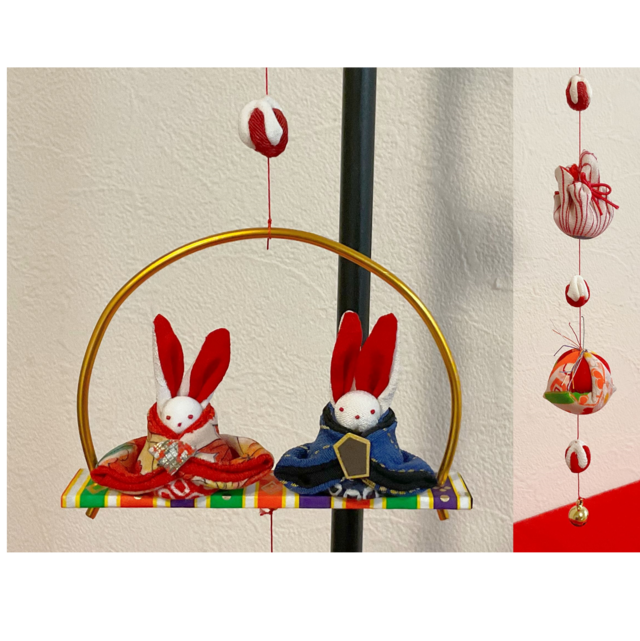 つるし飾り G 3本 お内裏さま ひな飾り 着物リメイク 古布正絹 シルク うさぎ | iichi 日々の暮らしを心地よくするハンドメイドやアンティークのマーケットプレイス