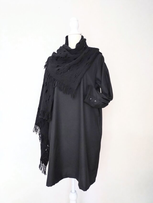 個性的、カッコいいチュニックワンピ。黒。BPO−200 | iichi 日々の暮らしを心地よくするハンドメイドやアンティークのマーケットプレイス