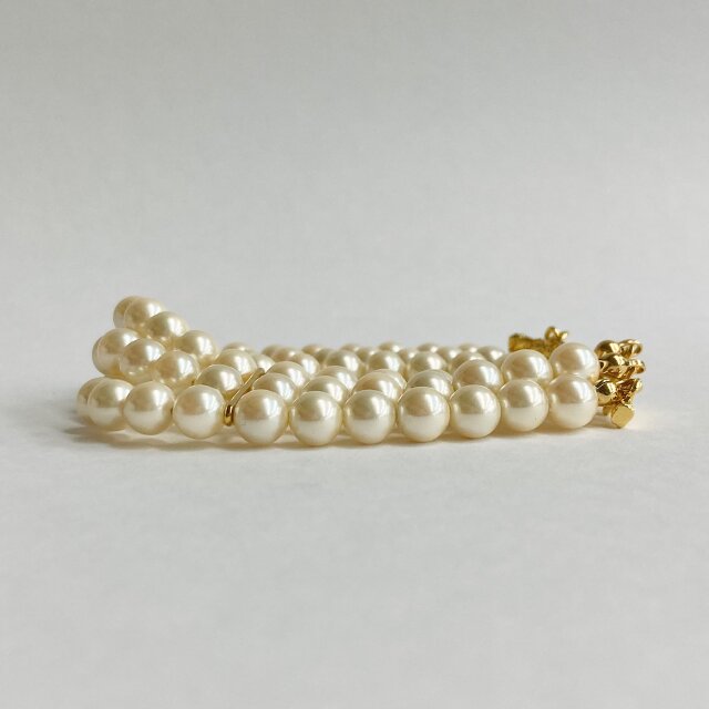 貝パール3連ブレスレット/約6.5mm約18～19cm+5cm/クリームツートン/G/made in japan | iichi 日々の暮らしを心地よくするハンドメイドやアンティークの ...