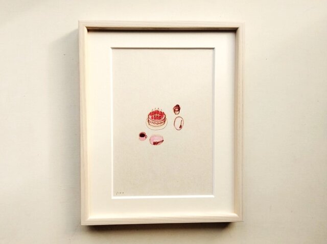 原画「バースデー/Birthday」※木製額縁入り | iichi 日々の暮らしを心地よくするハンドメイドやアンティークのマーケットプレイス