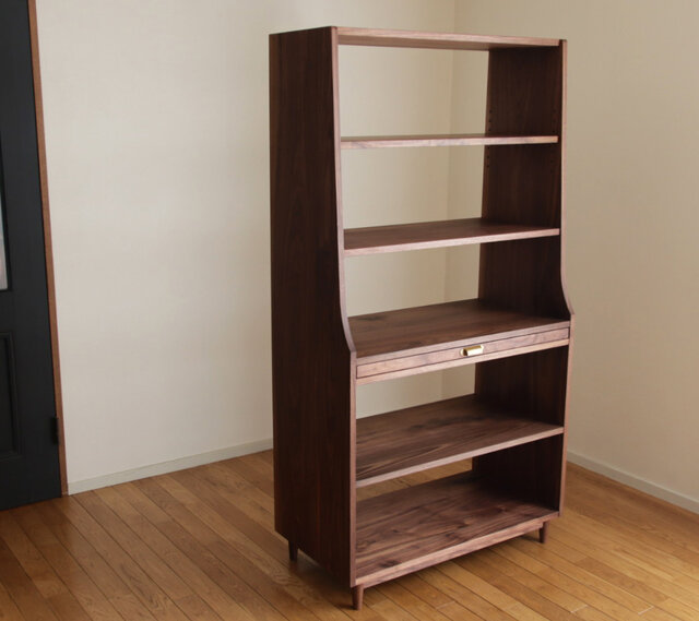 シェルフ 引き出し式天板 サイズオーダー可 ウォールナット shelf02-wal | iichi 日々の暮らしを心地よくするハンドメイドやアンティークのマーケットプレイス