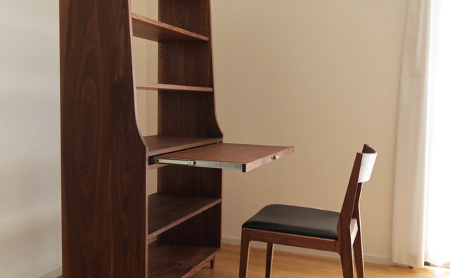 シェルフ 引き出し式天板 サイズオーダー可 ウォールナット shelf02-wal | iichi 日々の暮らしを心地よくするハンドメイドやアンティークのマーケットプレイス