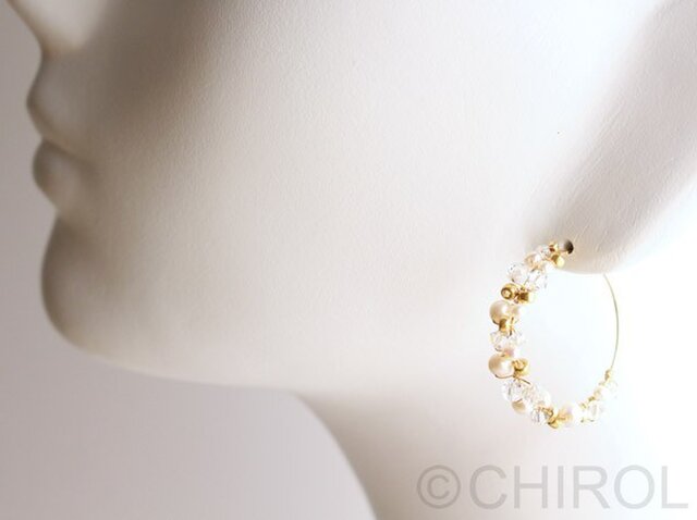 きらきら☆ フープ ピアス/ 14kgf | iichi 日々の暮らしを心地よくするハンドメイドやアンティークのマーケットプレイス